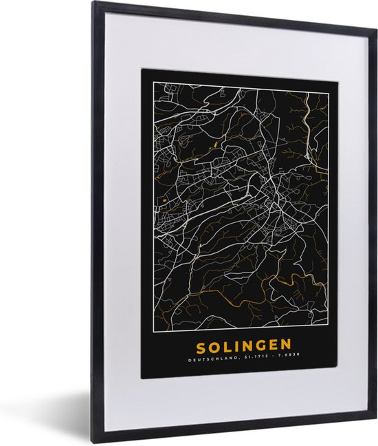 Fotolijst incl. Poster - Solingen - Goud - Stadskaart - Plattegrond ...