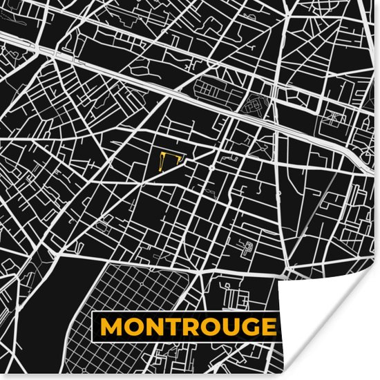 Poster Montrouge - Plattegrond - Frankrijk - Kaart - Stadskaart ...