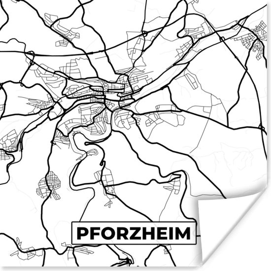 Poster Pforzheim - Plattegrond - Kaart - Stadskaart - 30x30 cm | bol
