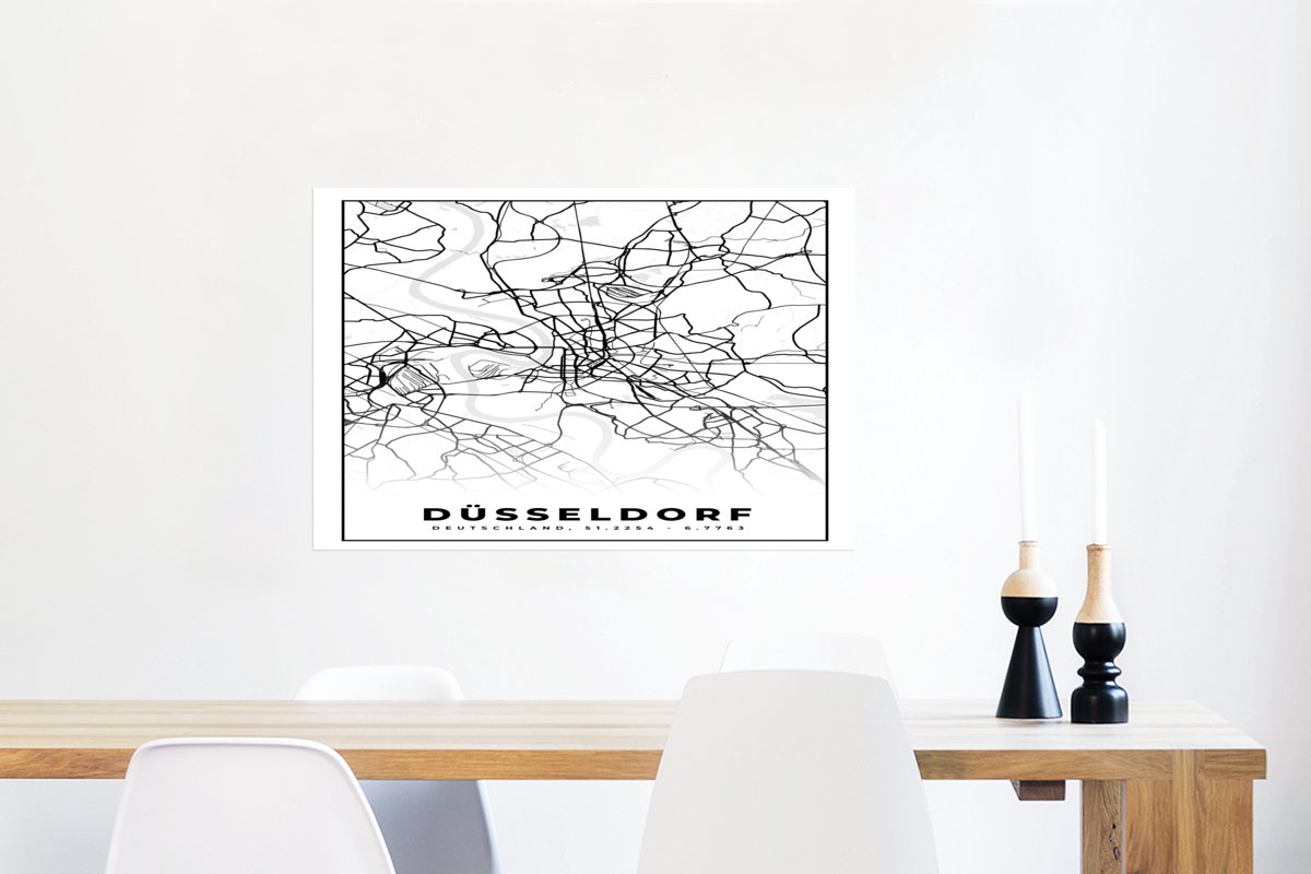 Poster Düsseldorf - Kaart - Stadskaart - Plattegrond - 90x60 cm | bol.com