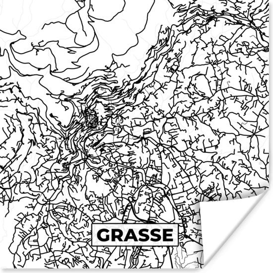 Affiche Grasse - Carte - Carte - France - Plan de ville - Zwart et ...