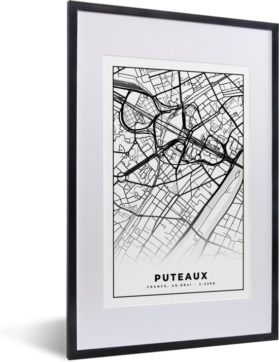 Cadre photo avec affiche Zwart Wit- France - Carte - Carte - Puteaux ...