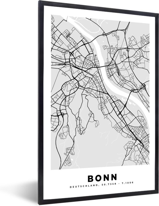 Fotolijst incl. Poster - Duitsland - Stadskaart - Plattegrond - Bonn ...