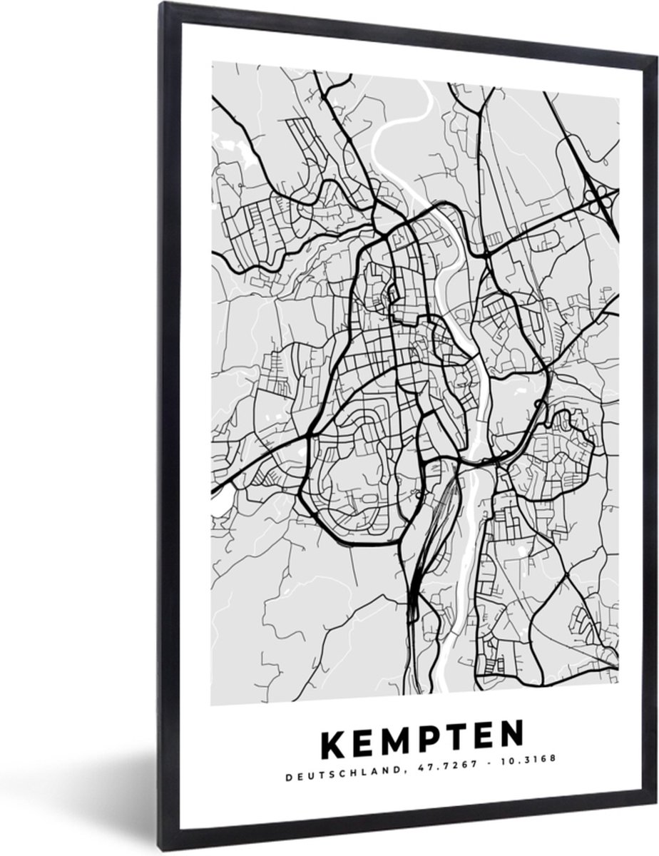 Fotolijst incl. Poster - Plattegrond - Kempten - Kaart - Stadskaart ...