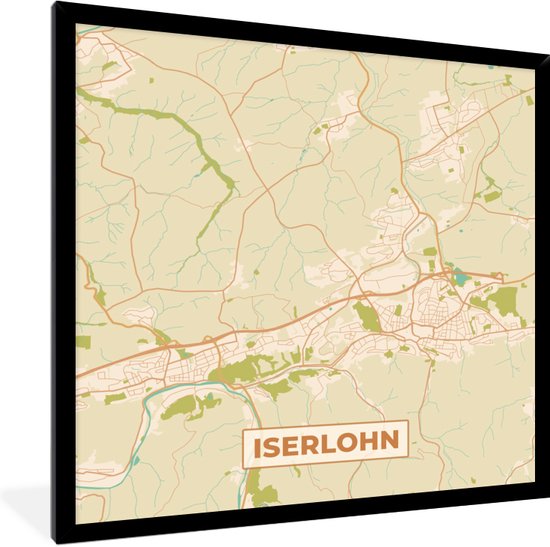 Fotolijst incl. Poster - Iserlohn - Kaart - Plattegrond - Vintage ...
