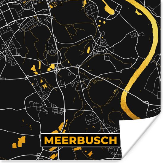 Poster Black and Gold – Stadskaart – Meerbusch – Duitsland ...