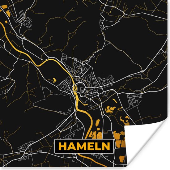 Poster Plattegrond – Hameln – Goud – Stadskaart – Kaart - Duitsland ...