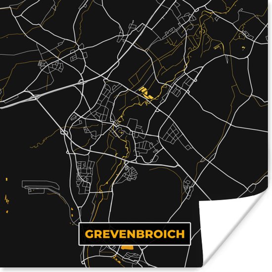 Poster Black and Gold – Stadskaart – Grevenbroich – Duitsland ...