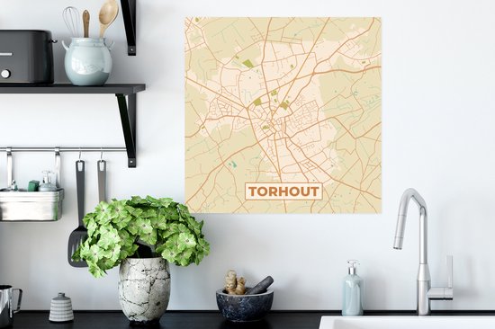 Poster Torhout - Kaart - Stadskaart - Plattegrond - Vintage - 50x50 cm ...