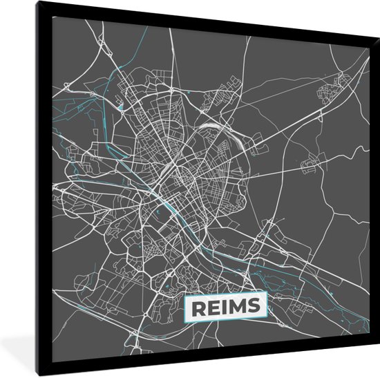 Fotolijst incl. Poster - Reims - Plattegrond - Kaart - Stadskaart ...