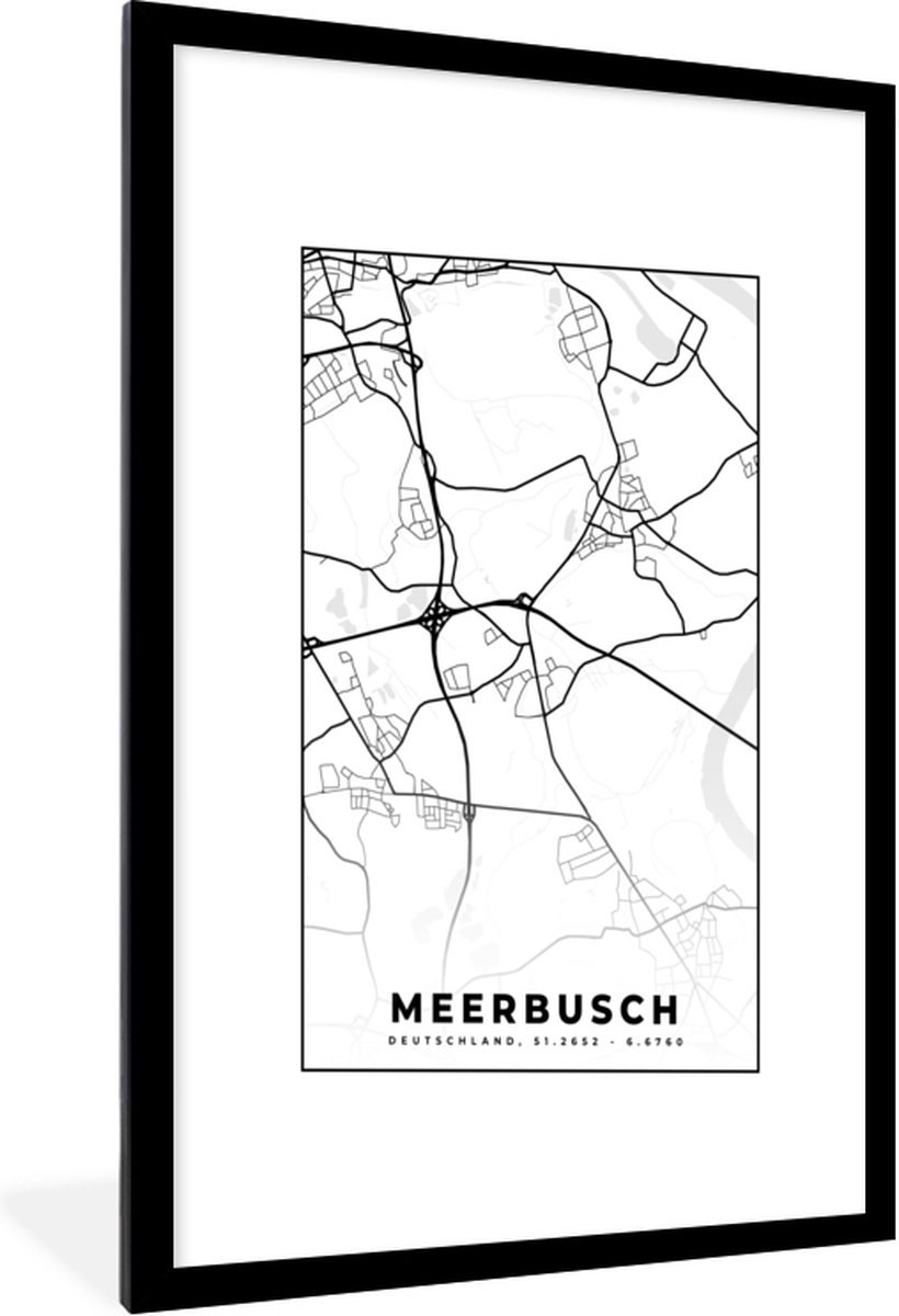 Fotolijst incl. Poster - Meerbusch - Plattegrond - Kaart - Stadskaart ...