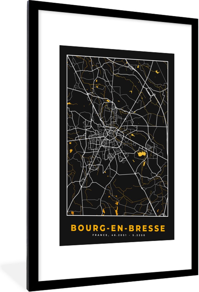 Fotolijst incl. Poster - Bourg-en-Bresse - Stadkaart - Plattegrond ...