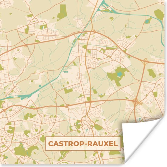 Poster Castrop-Rauxel - Plattegrond - Kaart - Stadskaart - Vintage ...