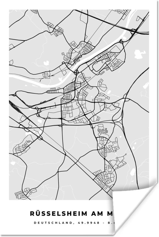 Poster Duitsland - Rüsselsheim Am Main - Kaart - Stadskaart ...