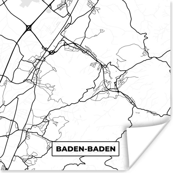 Poster Baden-Baden - Stadskaart - Plattegrond - Kaart - 30x30 cm | bol