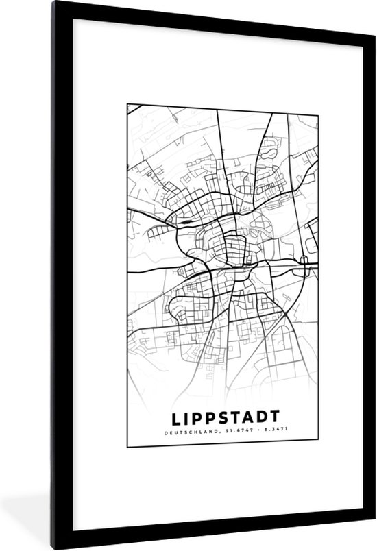 Fotolijst incl. Poster - Lippstadt - Plattegrond - Stadskaart - Kaart ...