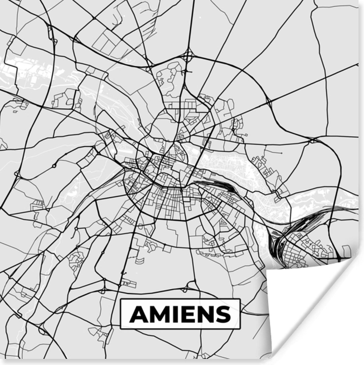 Affiche Plan - Carte - Plan de ville - France - Amiens - 75x75 cm | bol.com