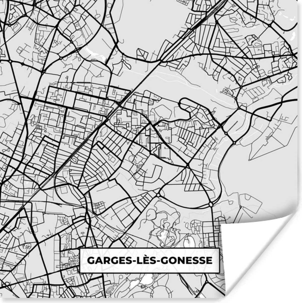 Poster Garges-lès-Gonesse - Frankrijk - Plattegrond - Kaart ...