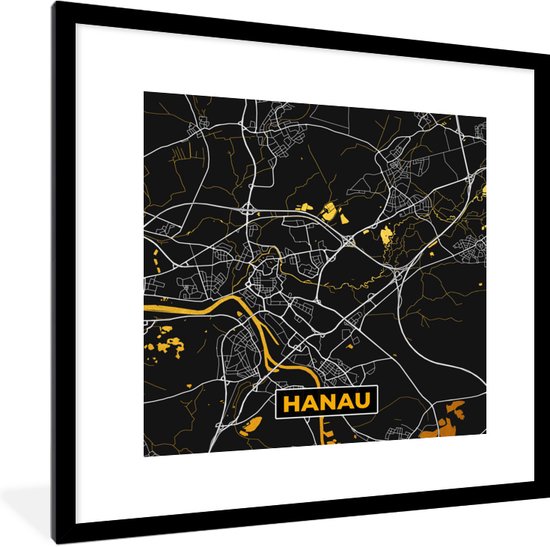 Fotolijst incl. Poster - Hanau - Stadskaart - Goud - Kaart ...
