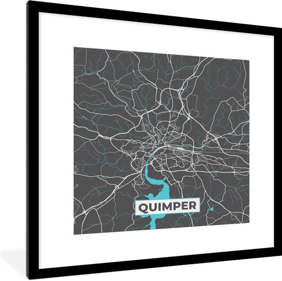 Fotolijst incl. Poster - Quimper - Plattegrond - Frankrijk - Stadskaart ...