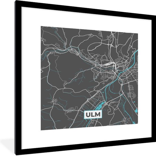 Fotolijst incl. Poster - Stadskaart – Plattegrond – Duitsland – Blauw ...