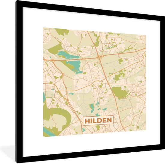 Fotolijst incl. Poster - Hilden - Plattegrond - vintage - Kaart ...