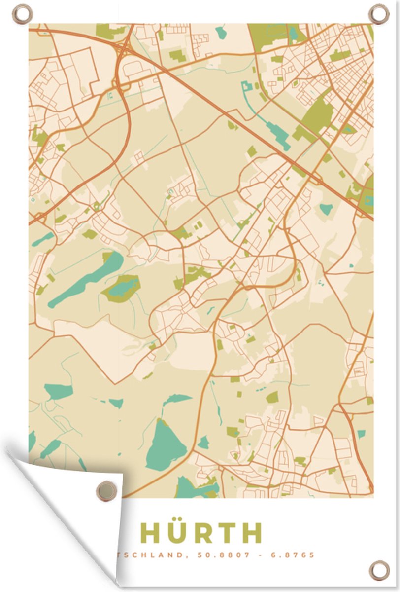 Tuinposters buiten Kaart - Hürth - Plattegrond - Vintage - Stadskaart ...