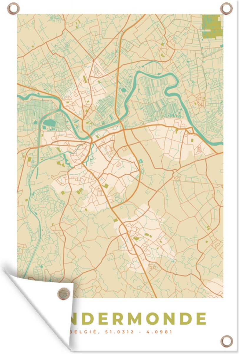 Tuinposters buiten Plattegrond - Kaart - Dendermonde - Vintage ...