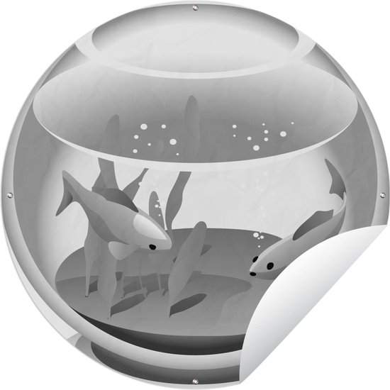 Cercle de jardin deux poissons rouges dans un bol - noir et blanc ...