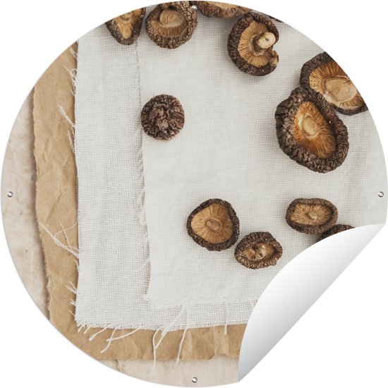 Tuincirkel Gedroogde champignons op een doek - 60x60 cm - Ronde ...
