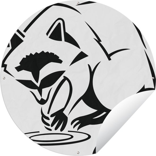 Tuincirkel Illustratie van een wasbeer in lijnen - 150x150 cm - Ronde ...