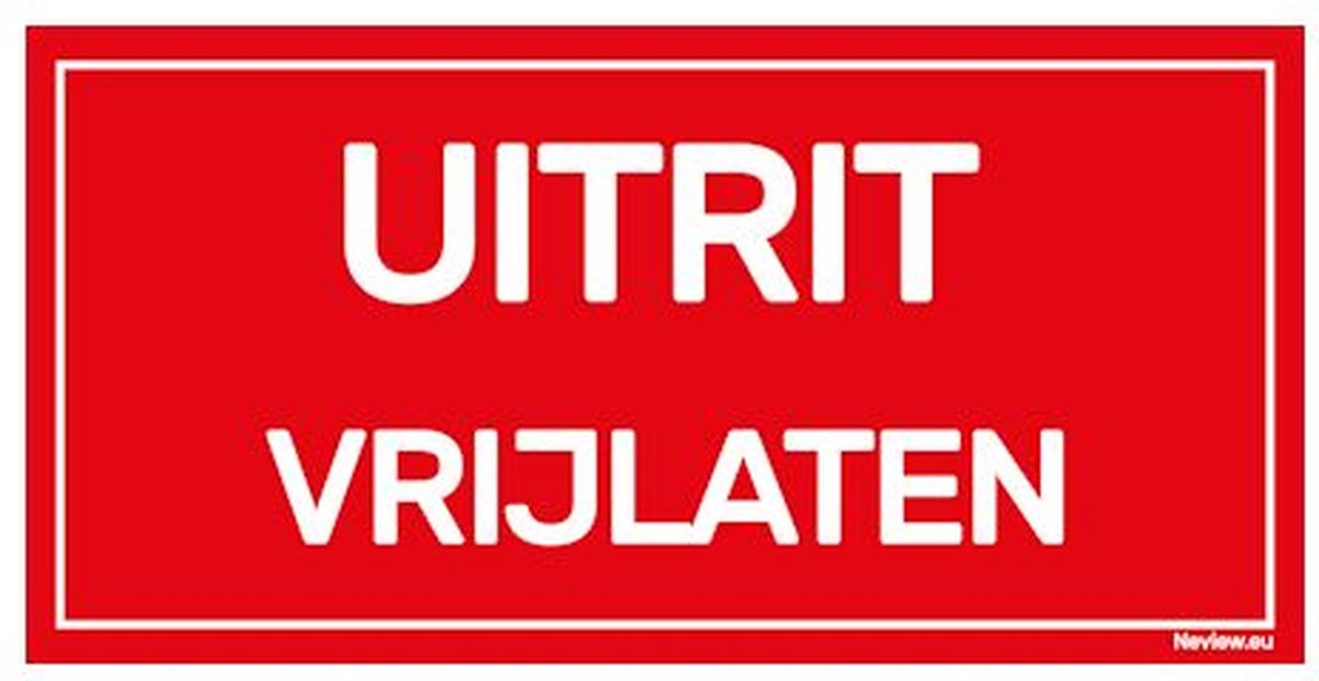 Sticker "Uitrit vrijlaten" - 20 x 10 cm - Voor binnen & buiten - Uitrit ...