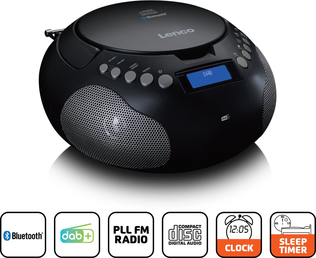 Lenco SCD-341BK - Draagbare radio met DAB+/ FM radio en Bluetooth ...