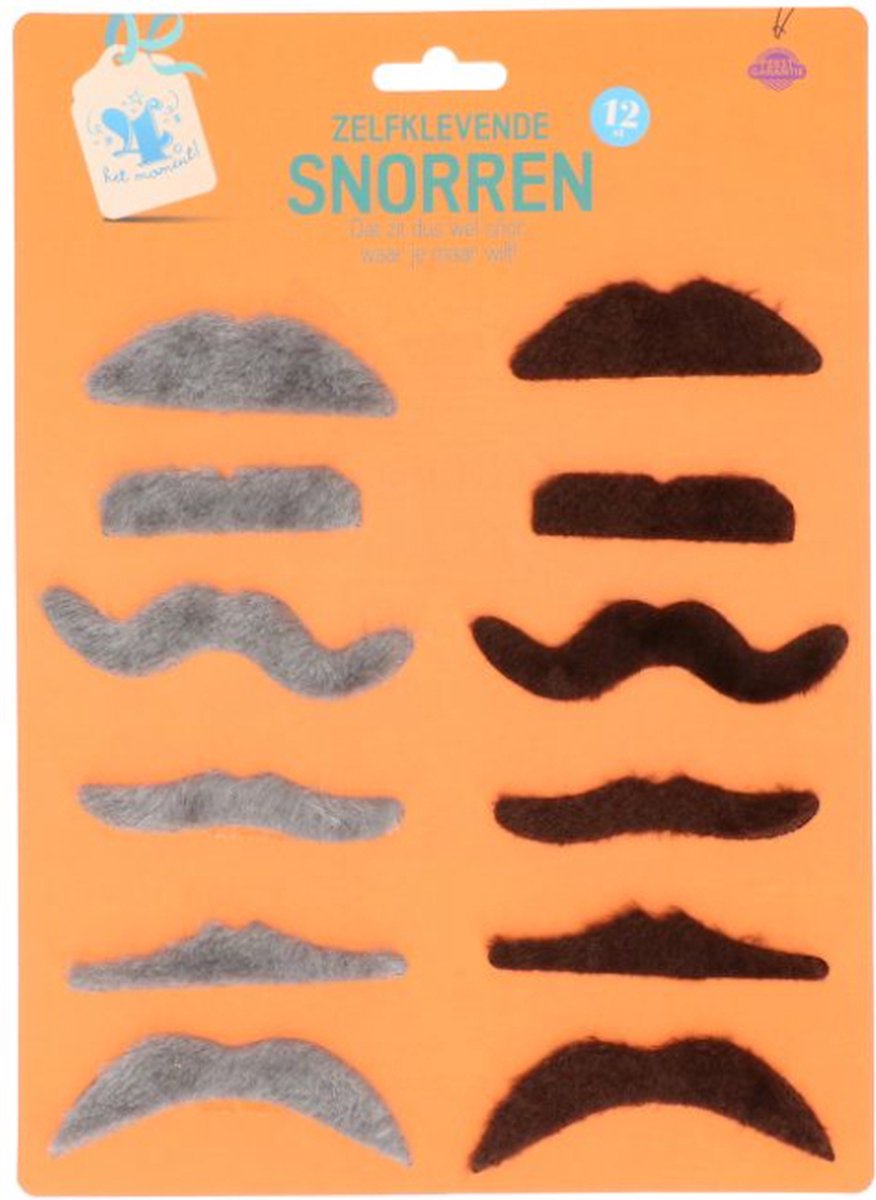 Zelfklevende snorren (12 stuks) - Nep snorren - Carnaval - Op plak snor ...
