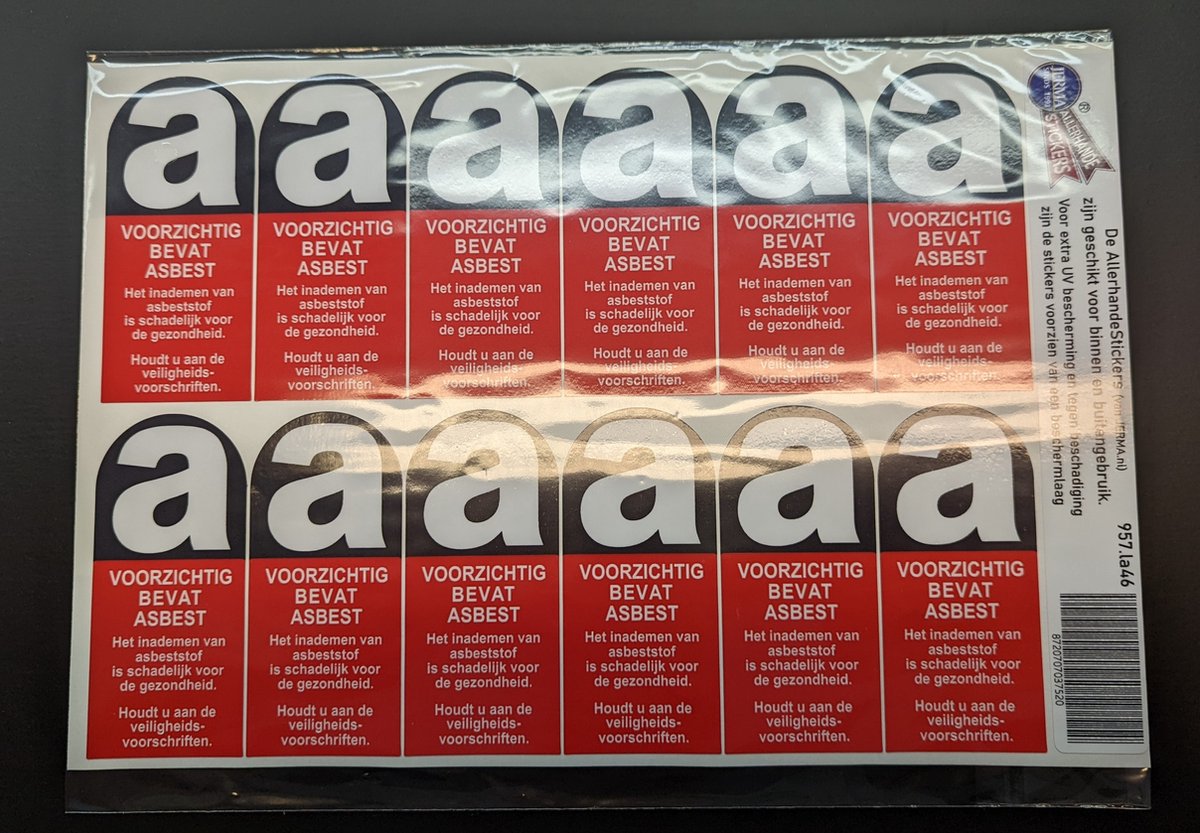 Asbest waarschuwing stickers set 12 stuks | bol.com