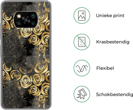 Xiaomi Poco X3 Pro hoesje - Marmer - Goud - Roos - Patronen - Siliconen ...