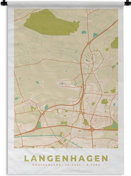 Wandkleed - Wanddoek - Kaart - Plattegrond - Stadskaart - Langenhagen ...