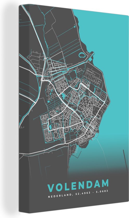 Canvas Schilderij Volendam - Kaart - Plattegrond - Stadskaart - 20x30 ...