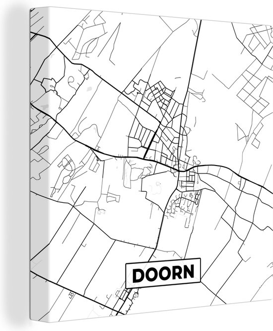 Canvas Schilderij Plattegrond - Stadskaart - Doorn - Kaart - 90x90 cm ...
