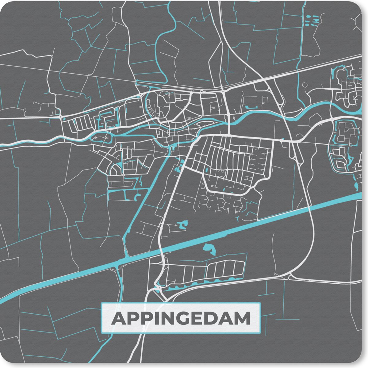 Muismat Klein - Appingedam - Stadskaart - Plattegrond - Kaart - Blauw - 20x20 cm | bol.com