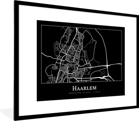 Fotolijst incl. Poster - Plattegrond - Haarlem - Stadskaart - Kaart ...