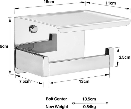 Wonix® - WC Rolhouder - Toiletrolhouder met Plankje - Zelfklevend ...