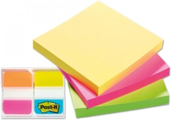 Post-it memoblok 2x 50 vel - 63,5 mm x 76 mm - geel en blauw ...