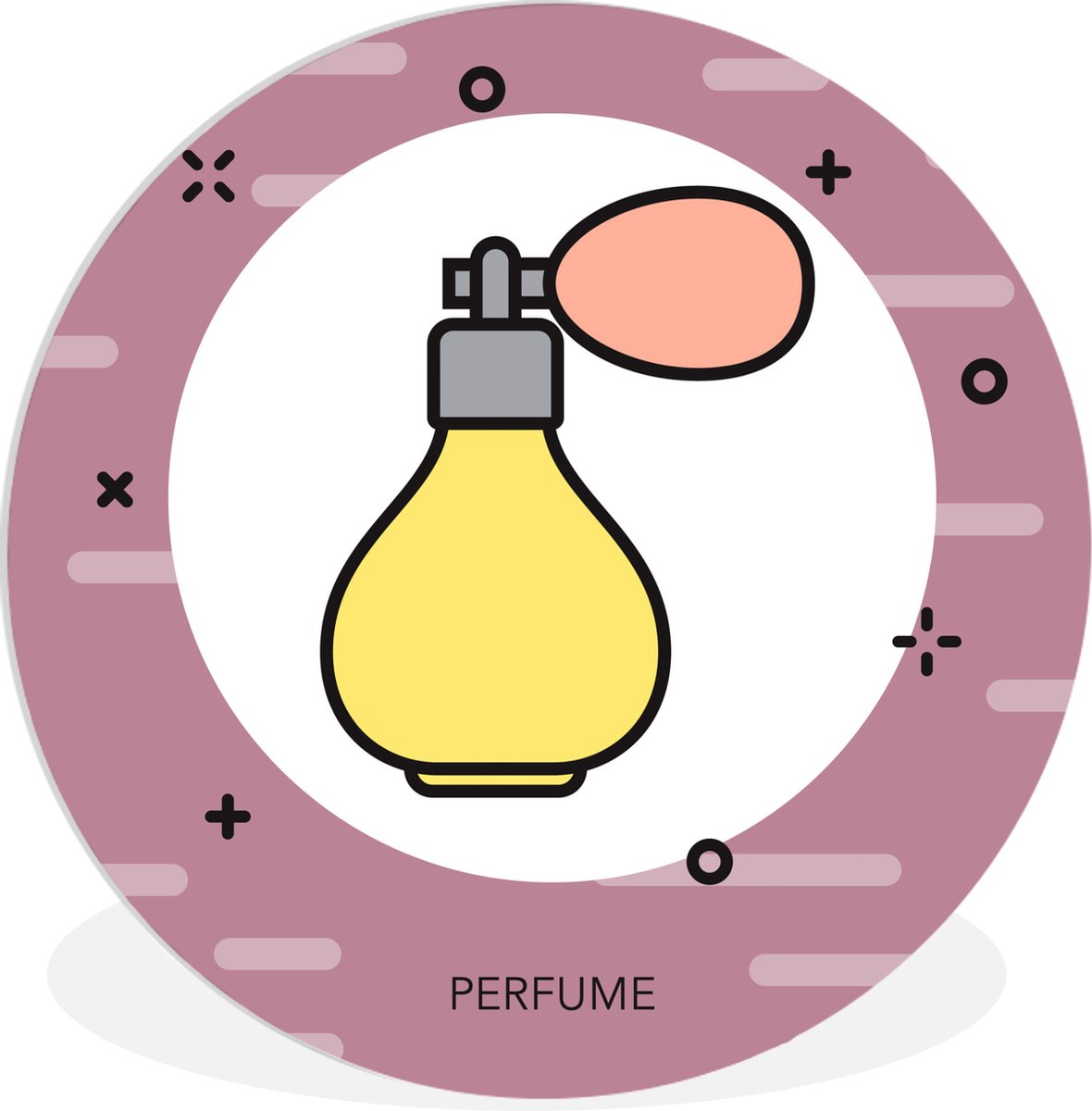Une illustration d'un flacon de parfum jaune qui est représenté sur un ...