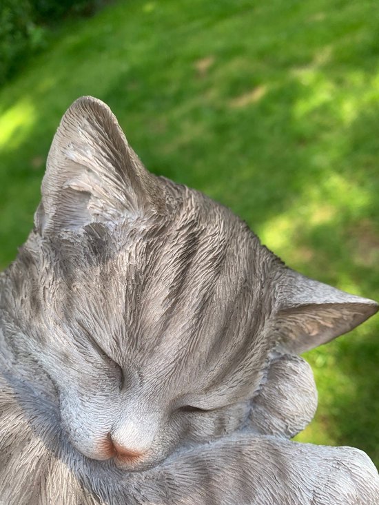 Katten beelden grijze kat slapend van H&H 12x28x20 cm | bol