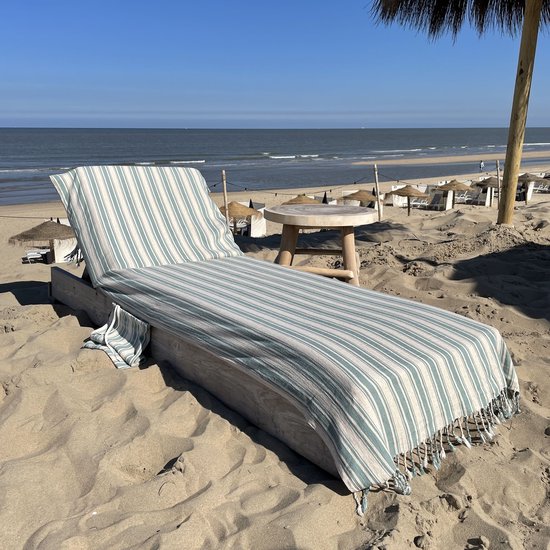 hiPPs Loungie Stripe C-GREEN, luxe hamamdoek voor ligbed | met OMSLAG ...
