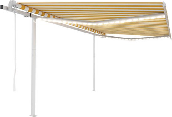 vidaXL Store automatique avec LED et capteur de vent 4 x 3,5 m Jaune et ...