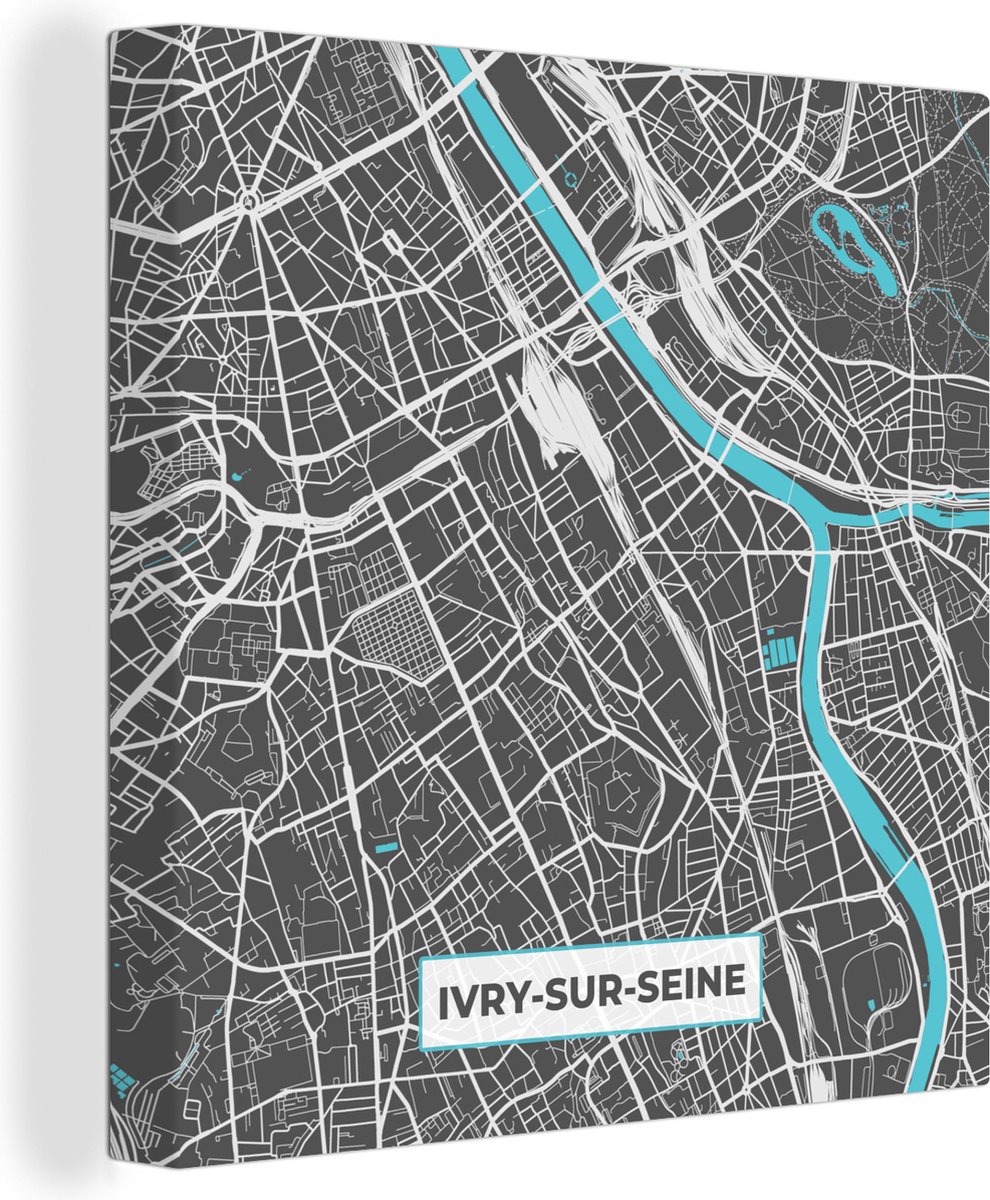 Impression sur toile Ivry-sur-Seine - France - Carte - Plan de ville ...