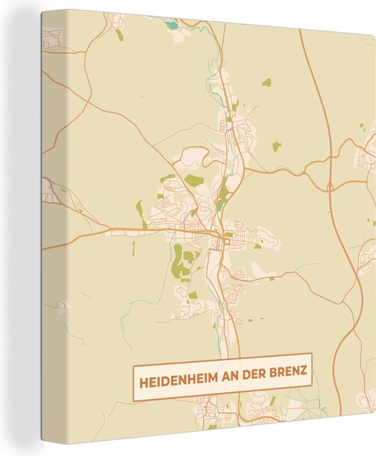 Canvas Schilderij Vintage - Stadskaart - Heidenheim an der Brenz ...