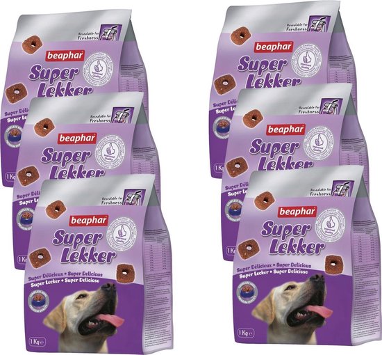 6x Beaphar Super Lekker voor hond - Hondensnack - vlees - 1kg | bol
